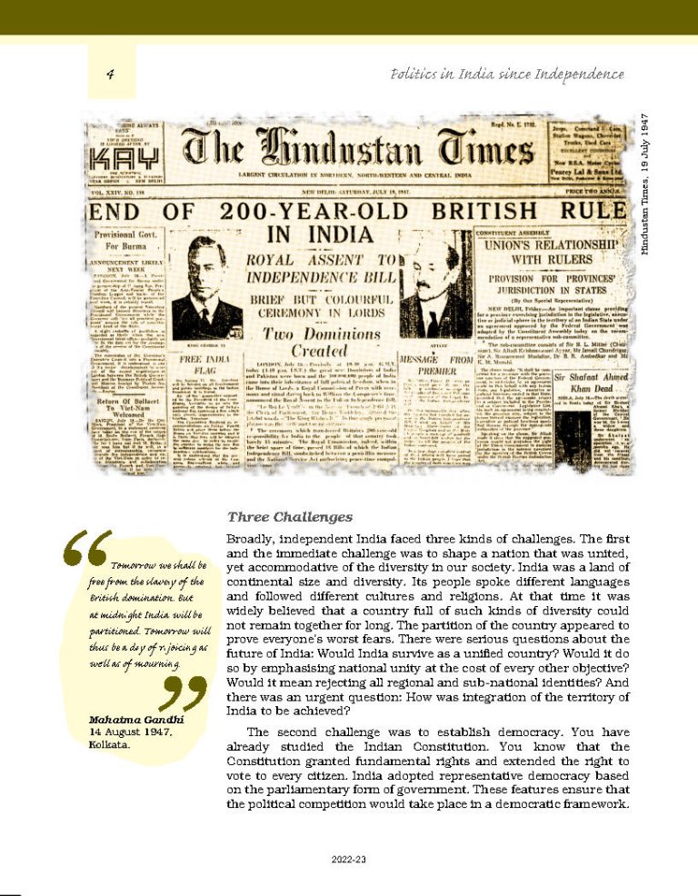 Polity NCERT Class-12th Politics In India Independence English Medium ...