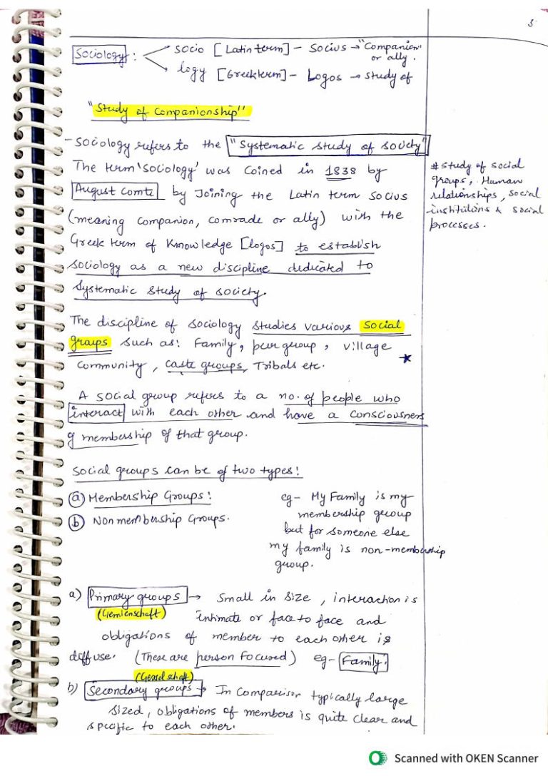 Toppers Notes Sociology Optional Handwritten Notes Paper - I+II By ...