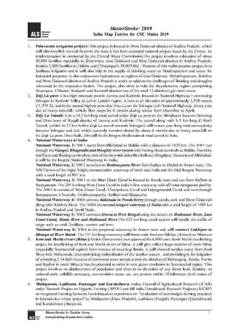 ALS IAS Geography Optional India Map Entries For CSE Mains By Sachin ...