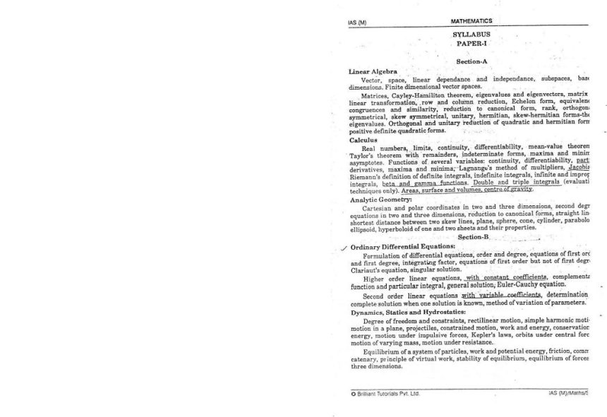 Brilliant Tutorials Mathematics Optional English Medium Printed Notes ...
